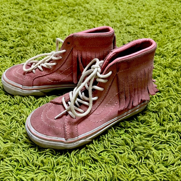 Vans | Shoes | Vans Pink High Top Fringe | Poshmark